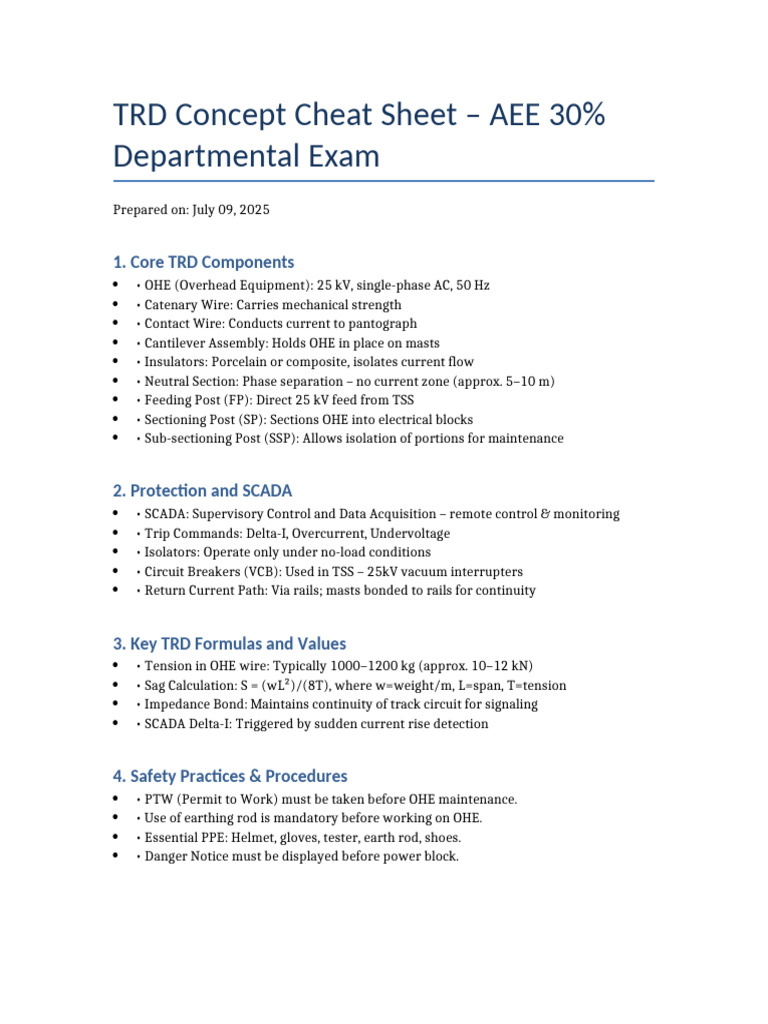 TRD Cheat Sheet AEE Departmental | PDF