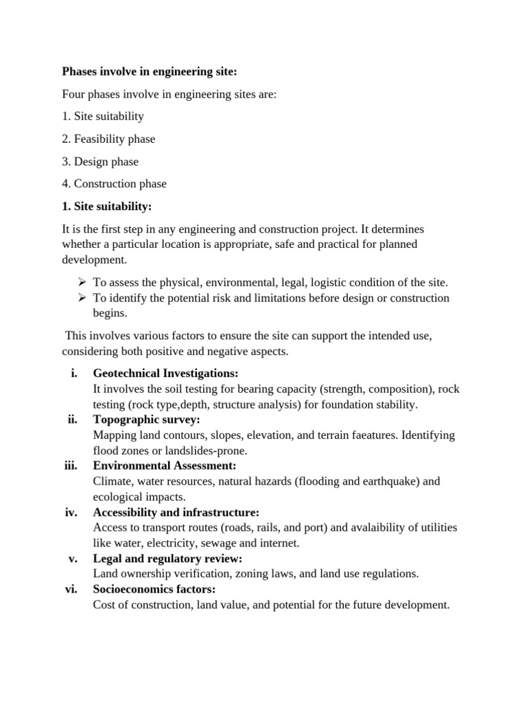 Phases Involve in Engineering Site | PDF | Feasibility Study ...