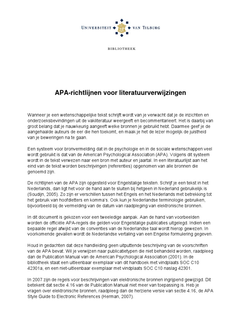 APA-richtlijnen Voor Literatuurverwijzingen: Bibliotheek | PDF