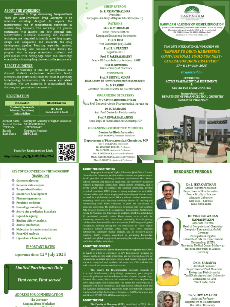 Brochure Genome2drug Workshop | PDF | Bioinformatics | Pharmacology