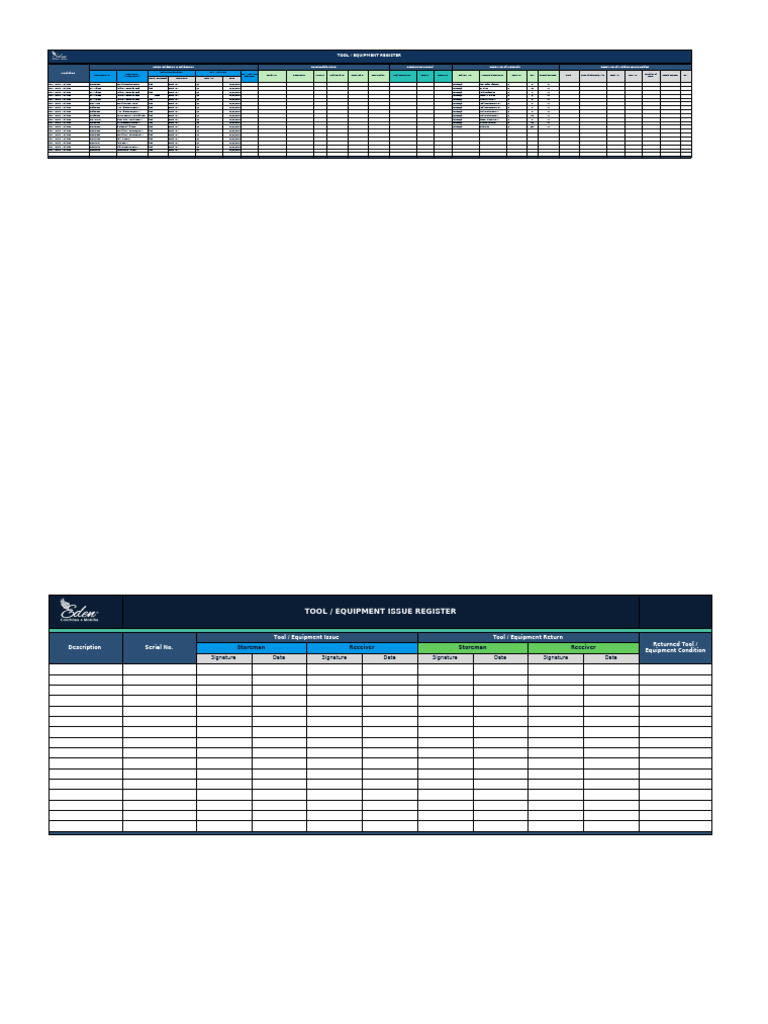 EDEN WORKSHOP - Tool - Equipment Register RevA | PDF | Welding | Construction