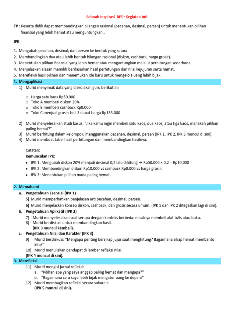2 Sebuah Inspirasi RPP Kegiatan Inti | PDF