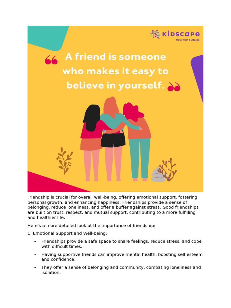 The Importance of Friendship for Well-Being | PDF