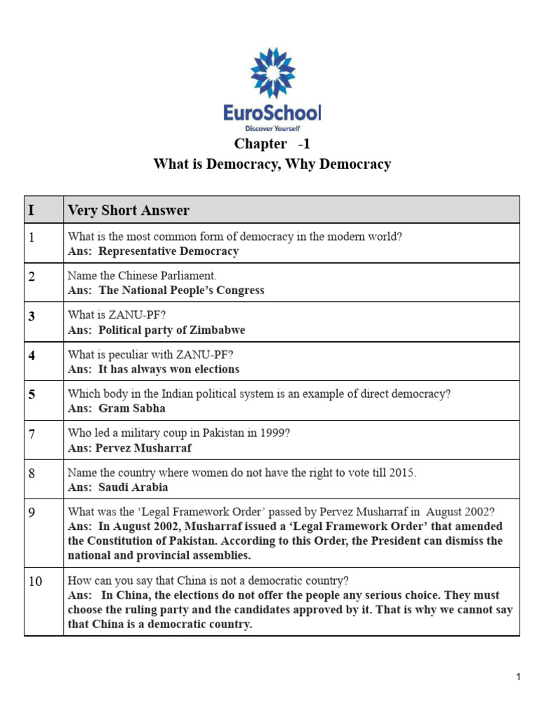 Understanding Democracy: Key Concepts and Examples | PDF | Democracy ...