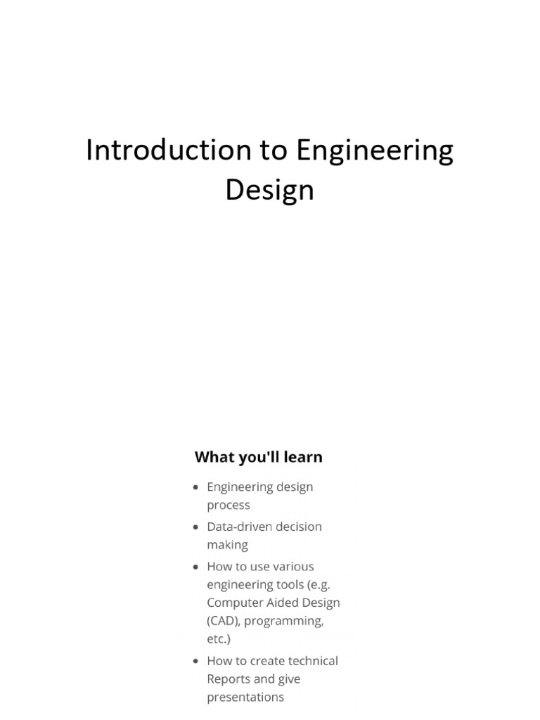Introduction To Engineering Design | PDF