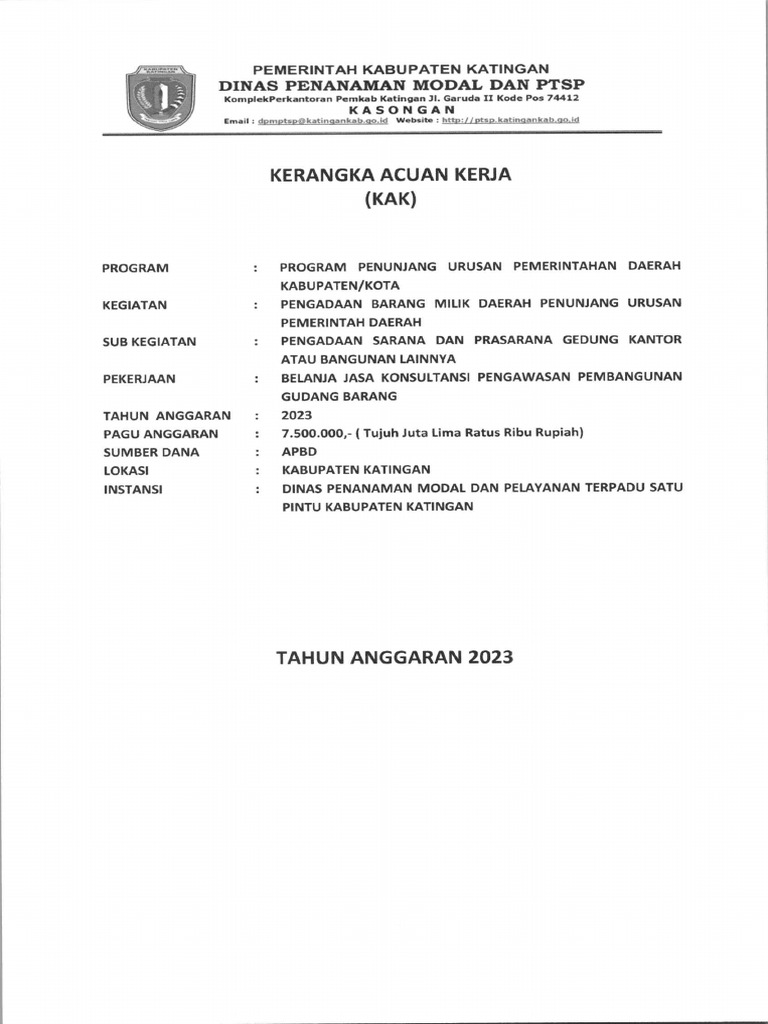 KAK Pws Gudang Barang | PDF