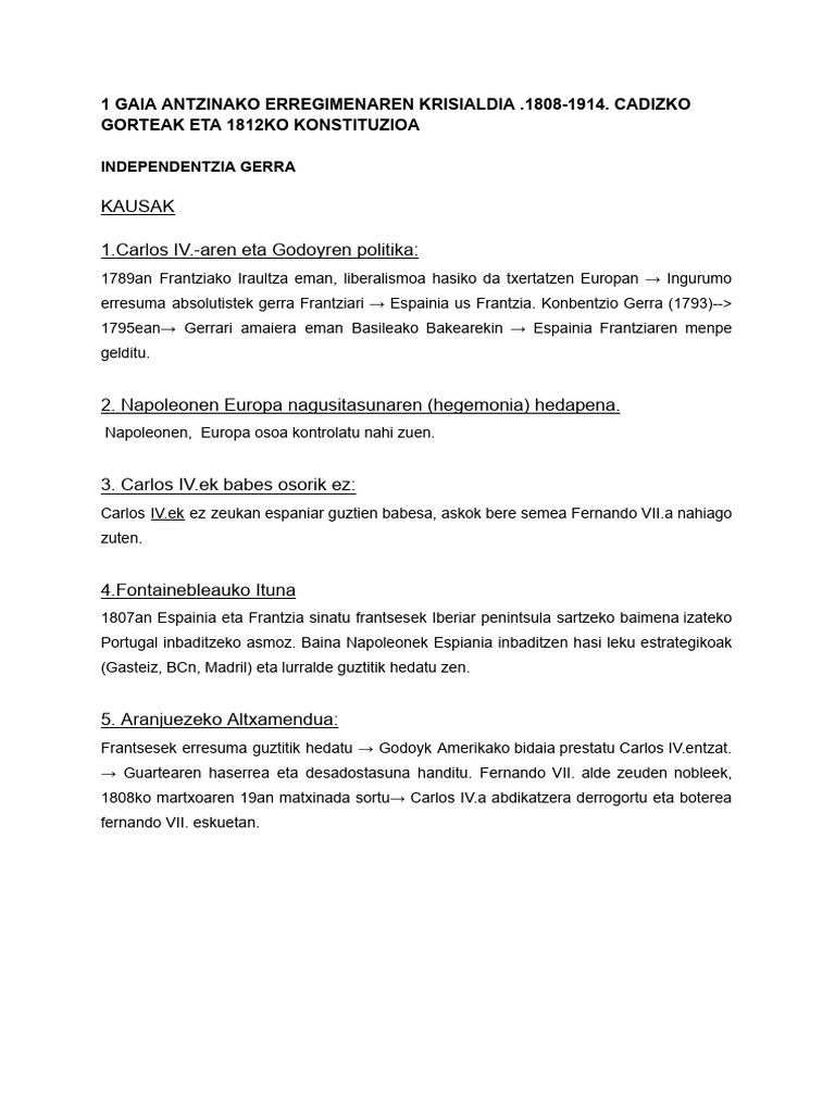 Historia, PAU, Kausak 1 Gaia | PDF