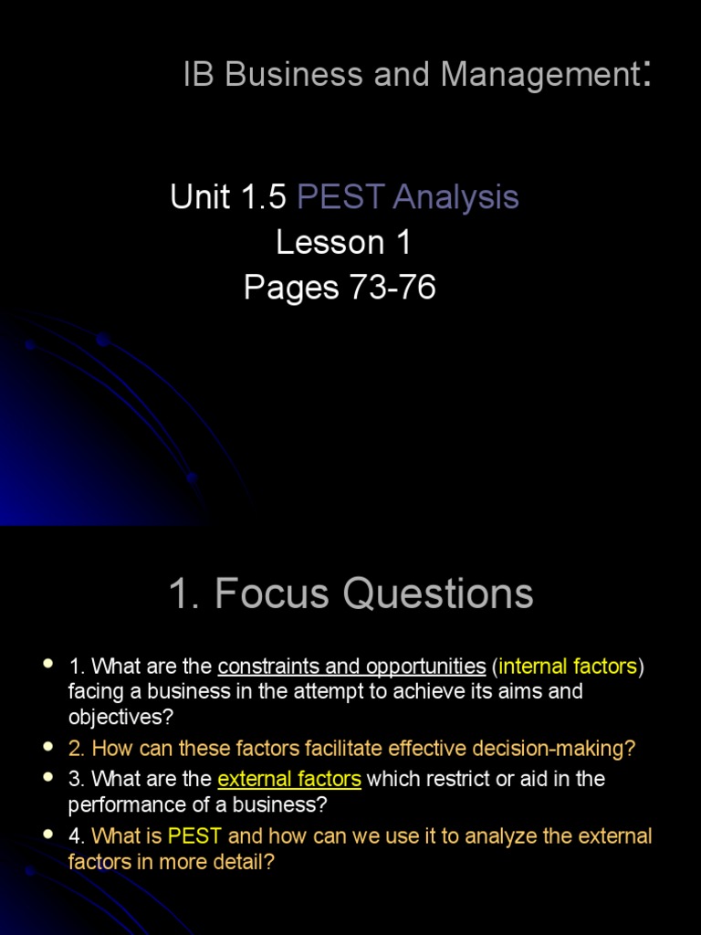 PEST Analysis in IB Business Management | PDF | Inflation | Unemployment