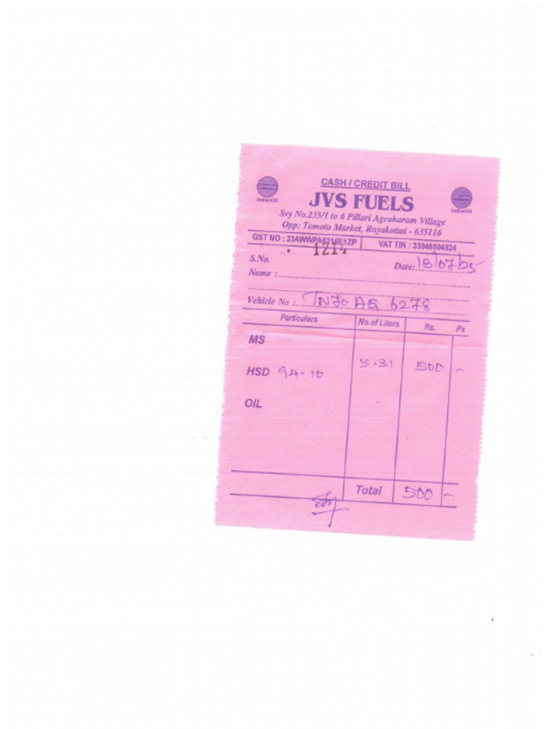 Diesel Bill | PDF
