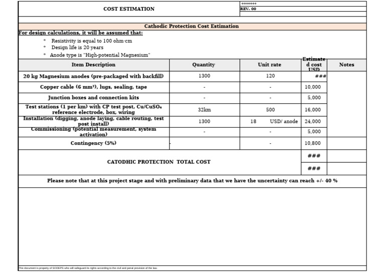 Cost Cathodic Protection | PDF | Anode | Electrical Components