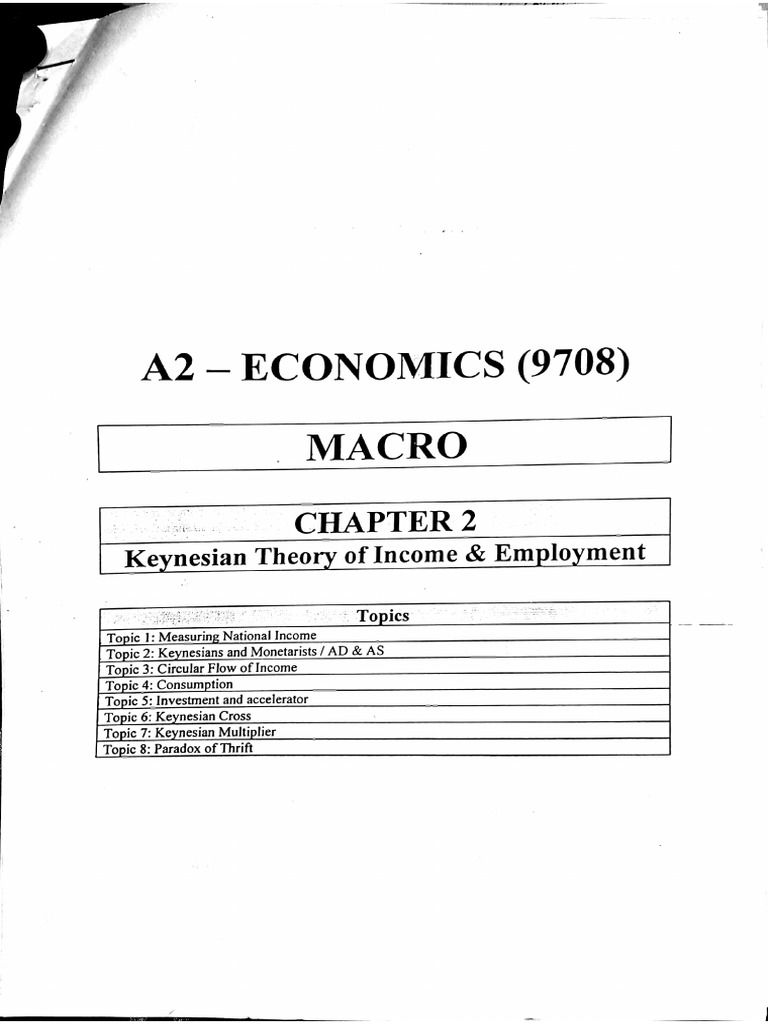 Macro Ch.2 Keynesian Theory of Income and Employment | PDF