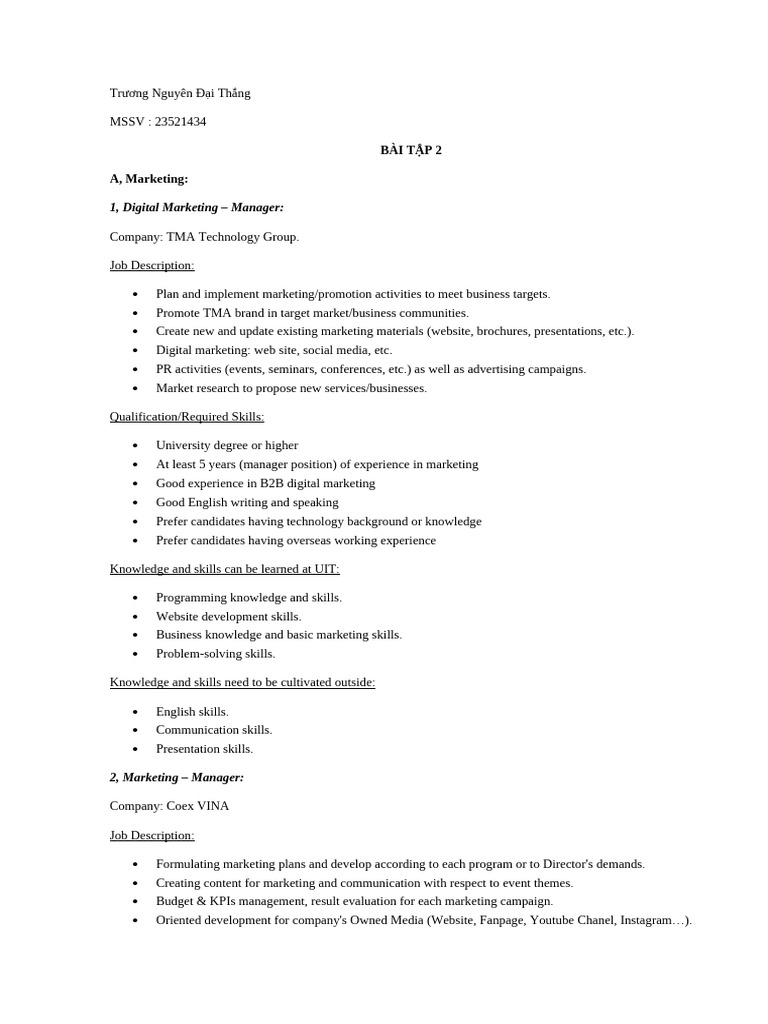 Bai Tap Gioi Thieu Nganh TMDT | PDF | Web Development | Computer ...