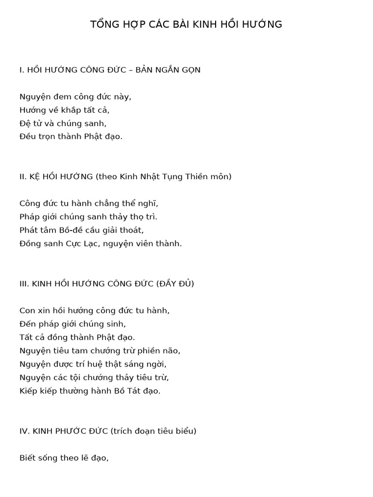 Kinh Hoi Huong Tong Hop | PDF