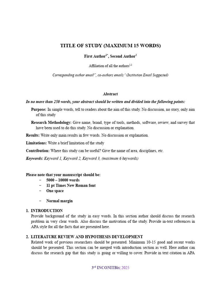 Article Template 3rd INCONITBIS 2025 | PDF | Citation | Abstract (Summary)