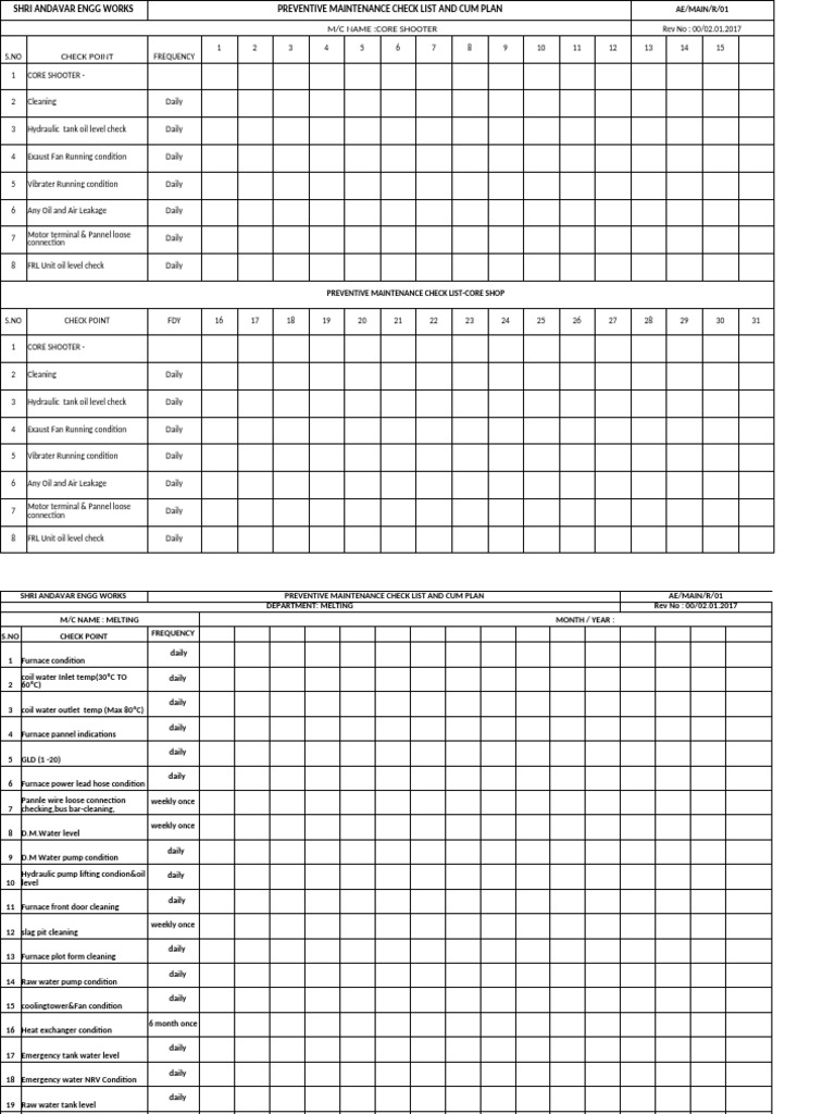 Preventive Maintenance Checklist | PDF | Belt (Mechanical) | Mechanical ...