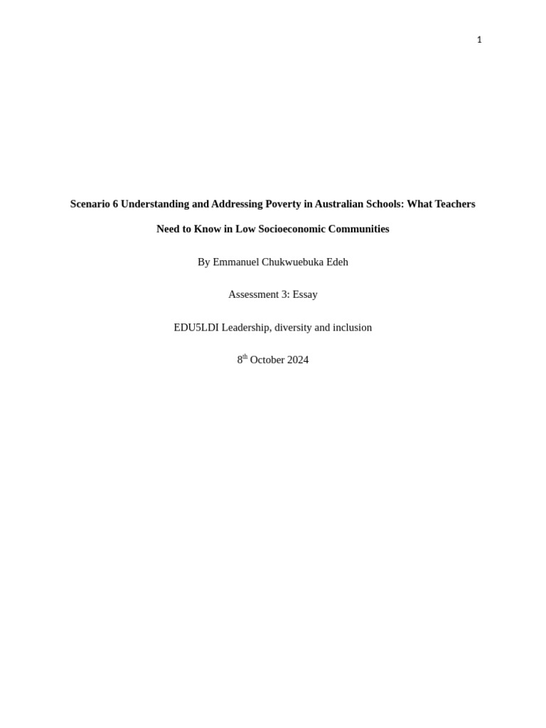 Understanding Poverty in Australian Schools | PDF | Psychological ...