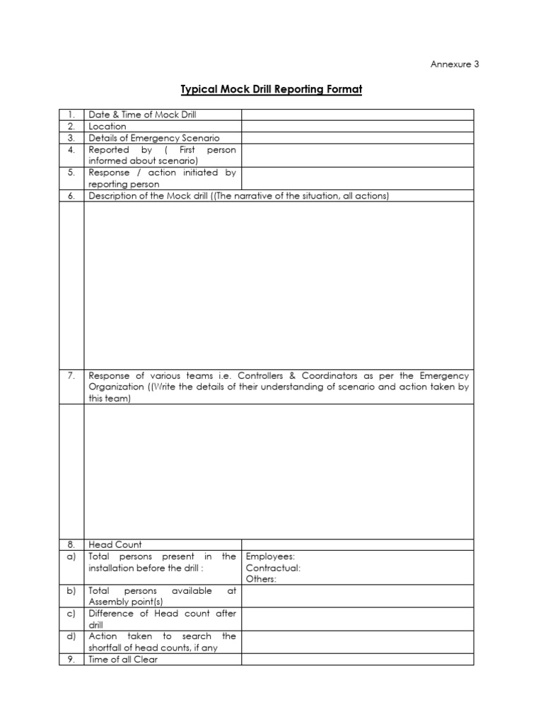 CPE Annexure 3 MockDrill | PDF