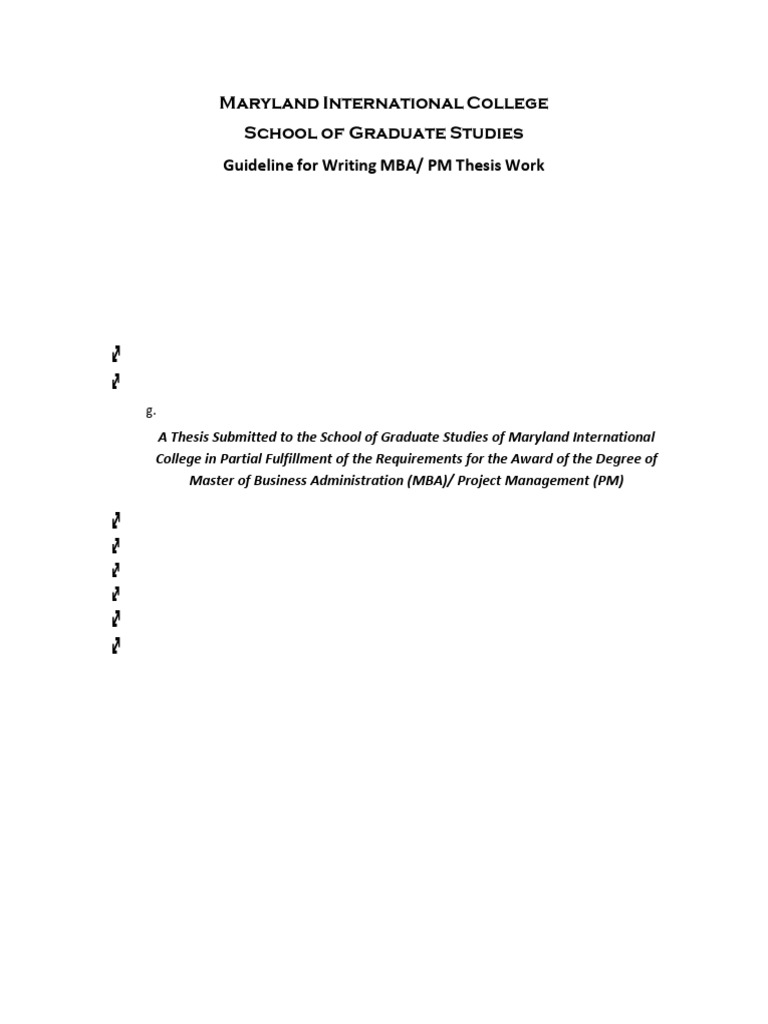 Guideline For Writing MBA/ PM Thesis Work: Maryland International ...
