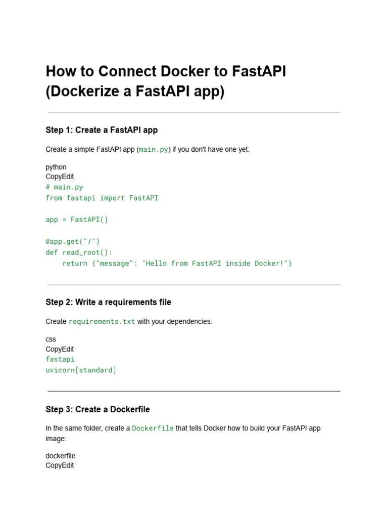How To Connect Docker To Fastapi | PDF