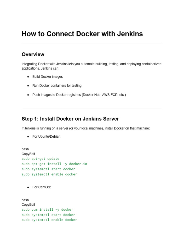 How To Connect Docker With Jenkins | PDF | Sudo | Software