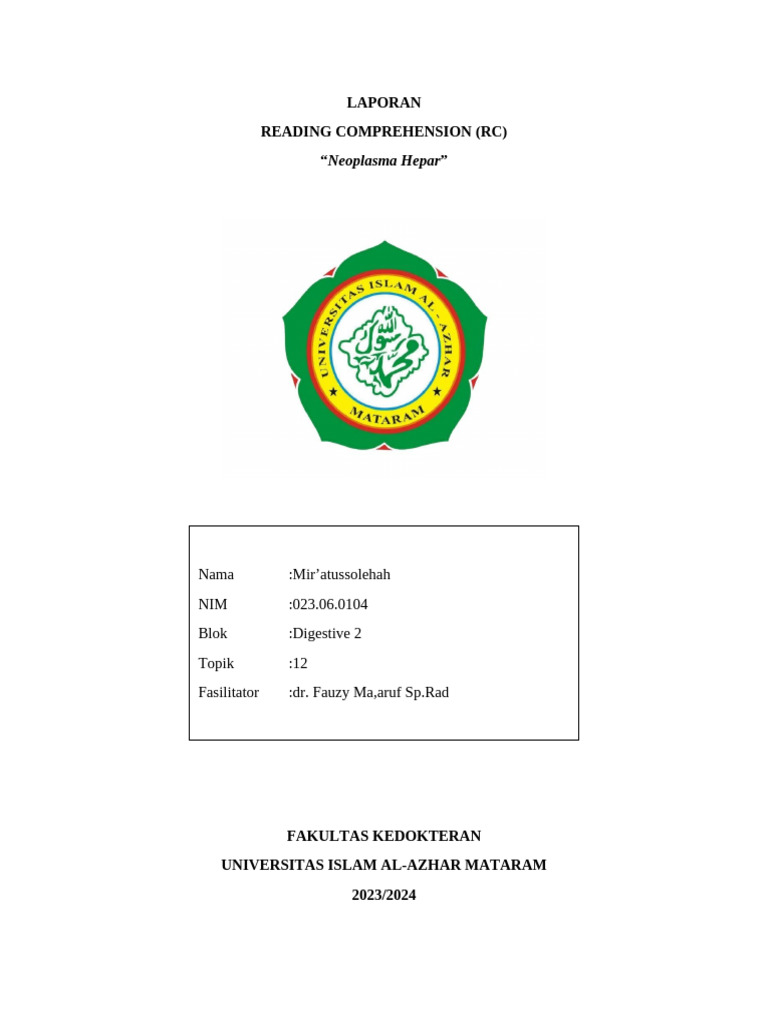 Laporan RC Topik 12 Blok Digestif 2 | PDF