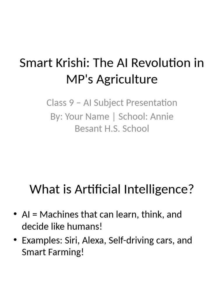 Smart Krishi AI Presentation Class9 (1) | PDF