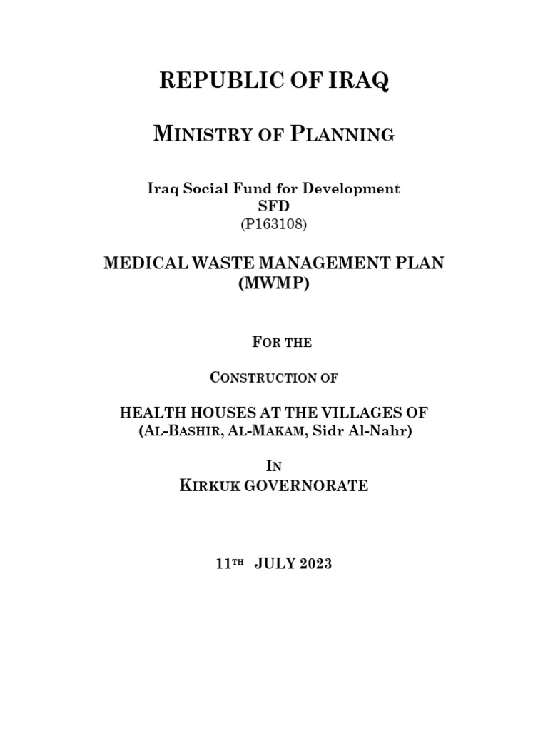 KRK MWMP Health Centers Kirkuk Contract 4 5 Cleared 2 | PDF | Waste ...