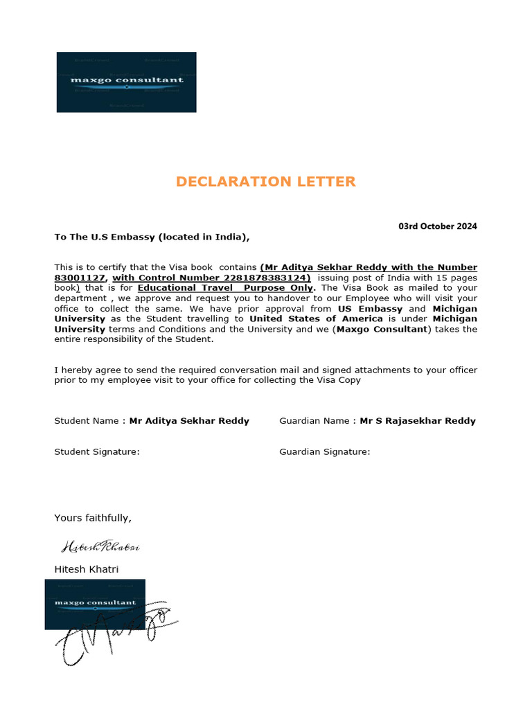Declaration Form ASR MU | PDF