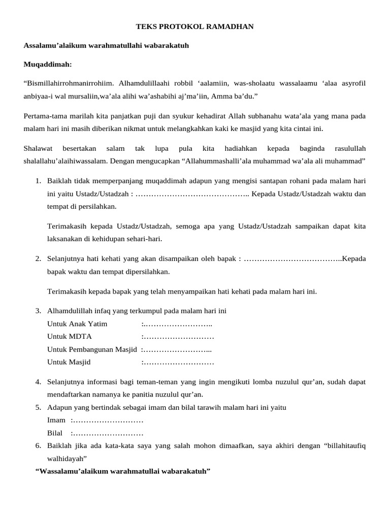 Teks Protokol Ramadhan | PDF