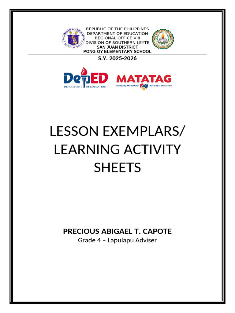 Grade 4 Lesson Exemplars and Forms | PDF