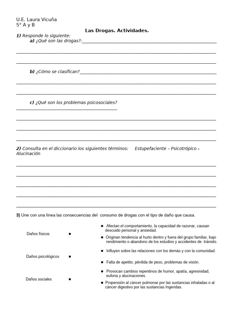 8 ACTIVIDAD Drogas | PDF | Drogas | Ciencias del comportamiento