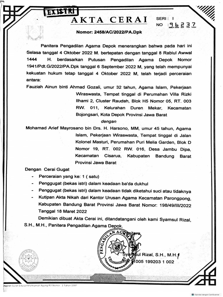 Akta Cerai | PDF
