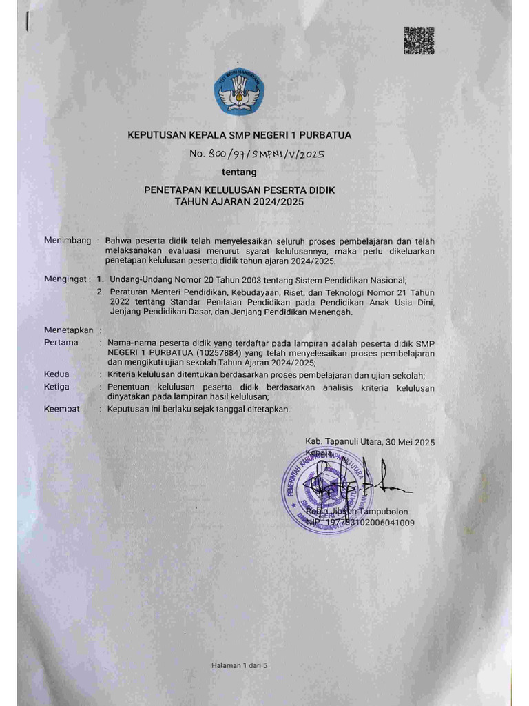 Surat Keputusan Kelulusan | PDF