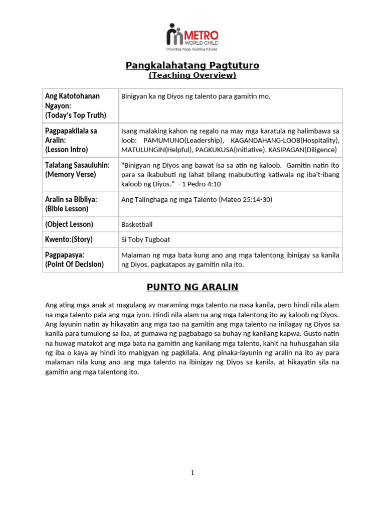 Week 3 Binigyan Ka NG Diyos NG Talento para Gamitin Mo | PDF