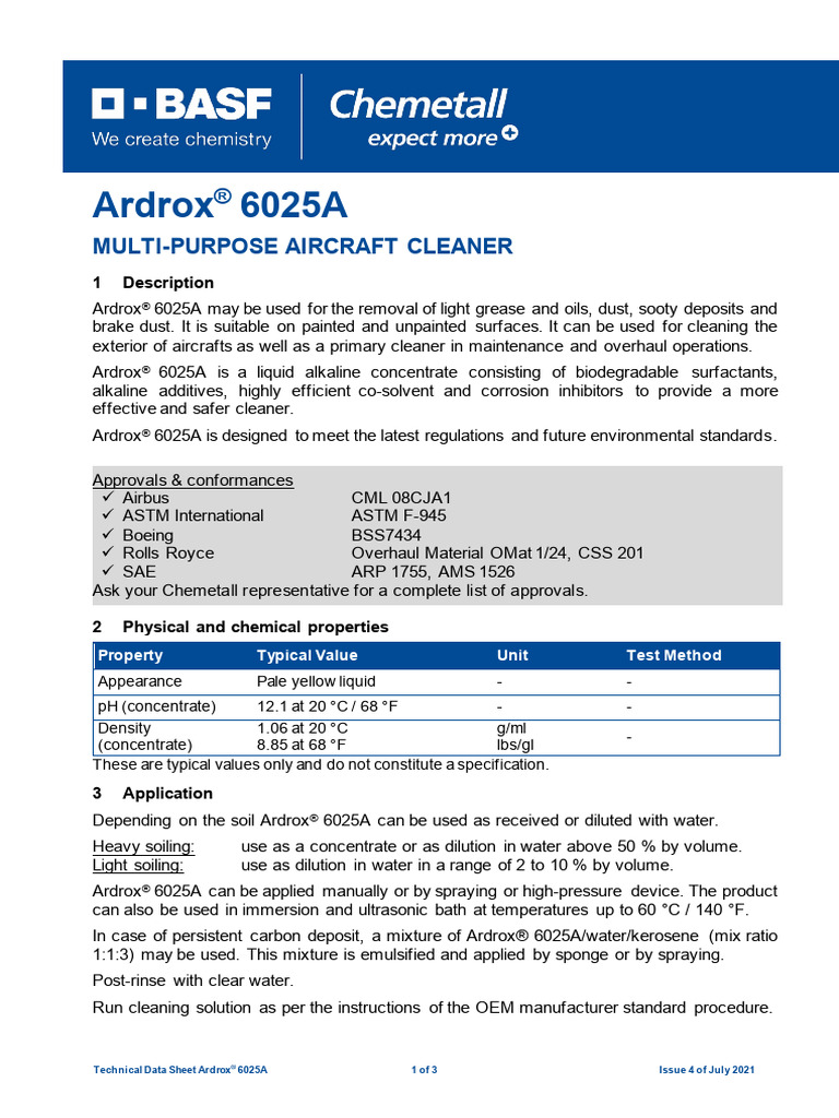 Ardrox® 6025A Technical Data Sheet | PDF | Corrosion | Steel