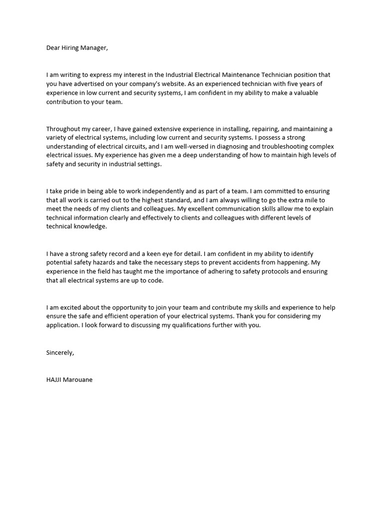 Cover Letter Marouane | PDF