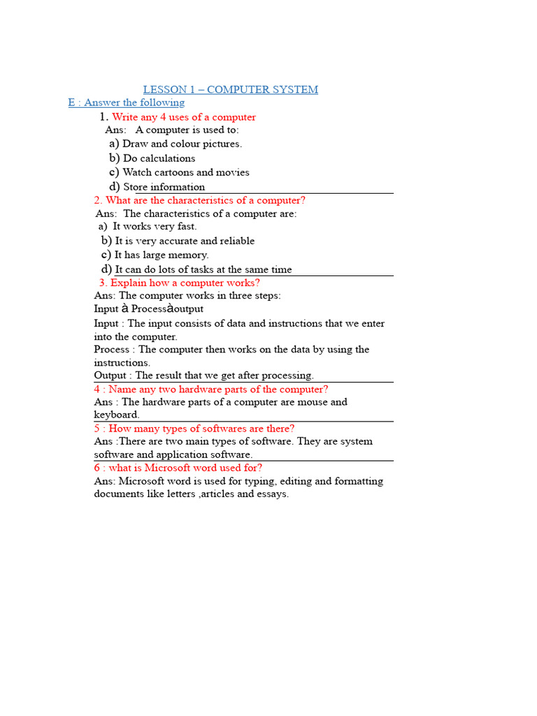 Class 3 - Lesson 1 Notes | PDF