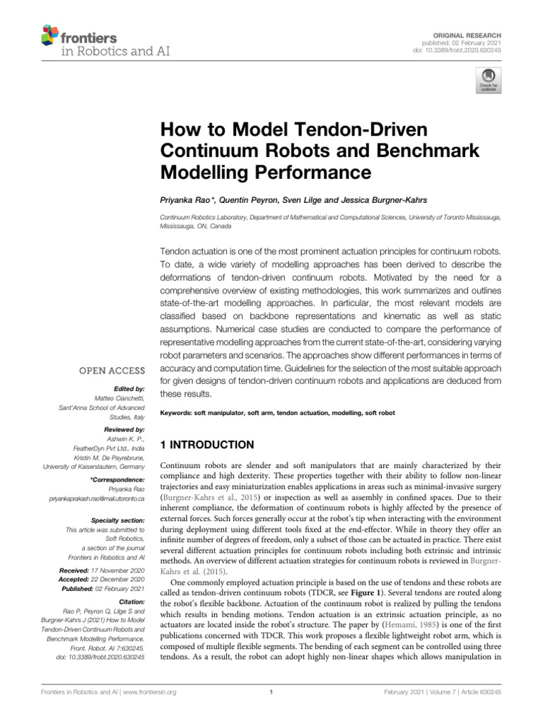 How To Model Tendon-Driven Continuum Robots and Benchmark Modelling ...