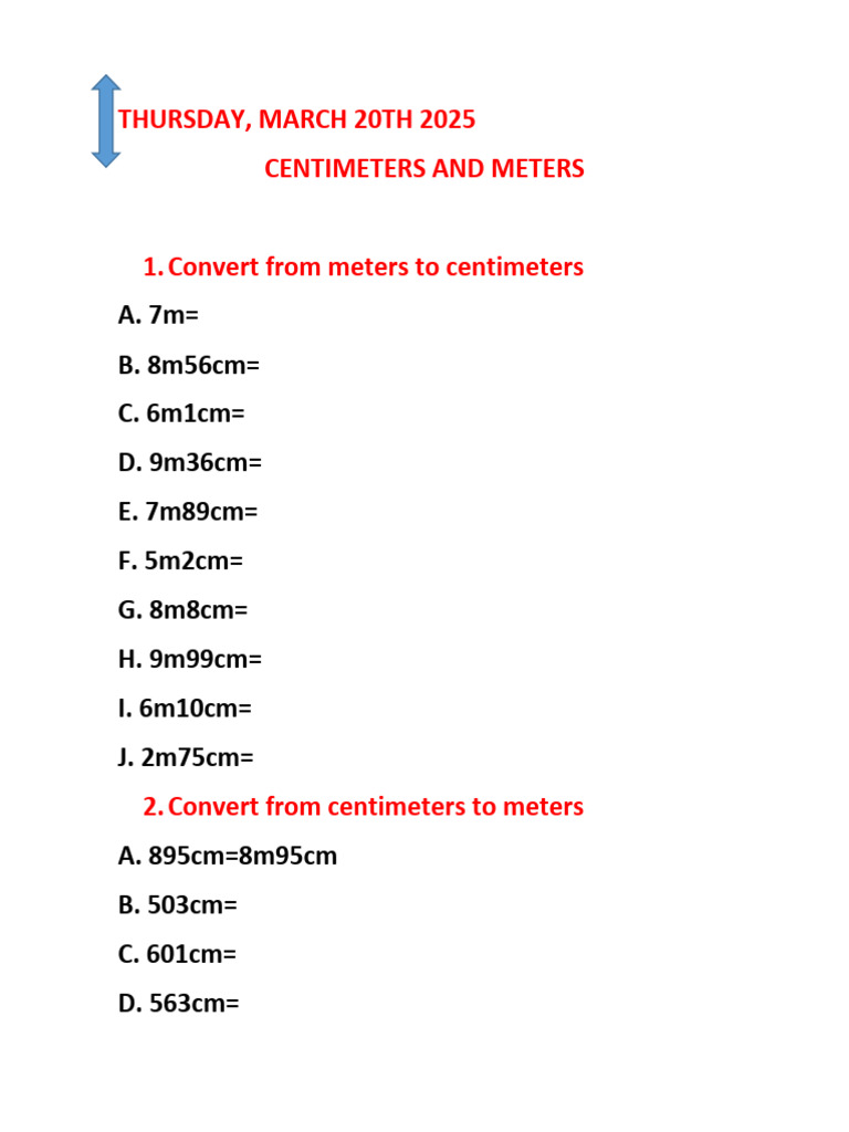 Centimeters and Meters 1 | PDF