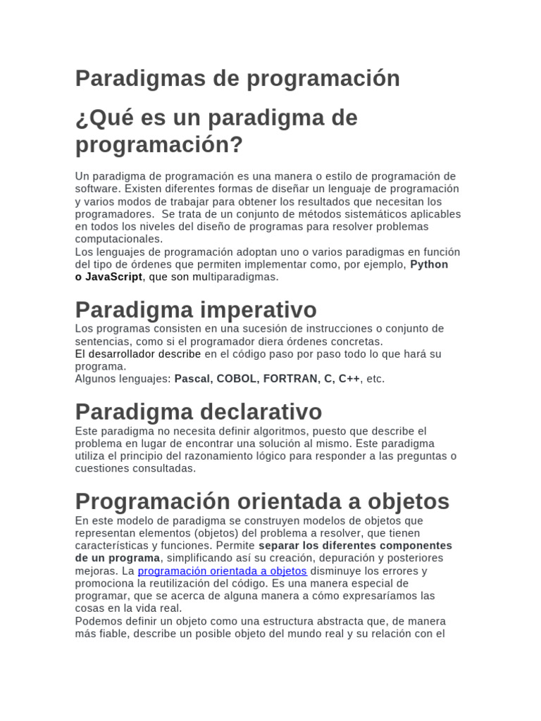 Paradigmas de Programación | PDF | Lenguaje de programación | Paradigmas de programación