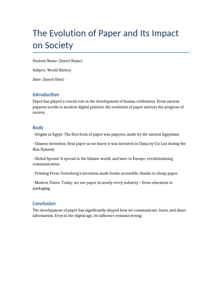 History and Impact of Paper | PDF