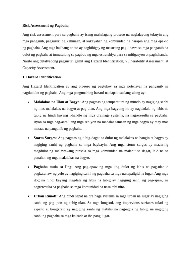 Risk Assesment - Pagbaha 2 | PDF