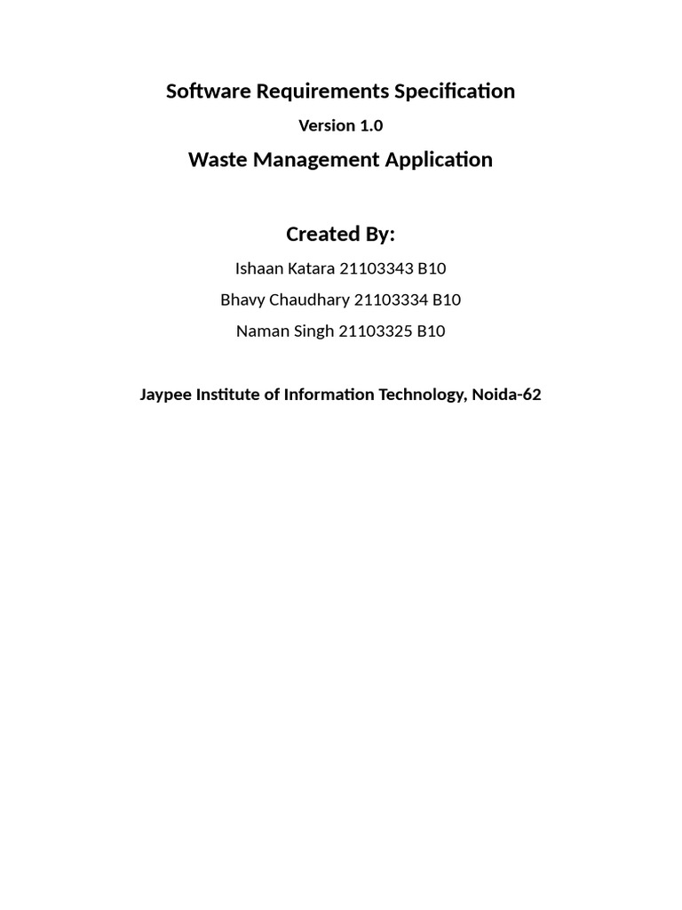SRS Waste Management App | PDF | World Wide Web | Internet & Web