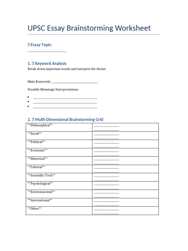 UPSC Essay Brainstorming Guide | PDF | Chess Theory