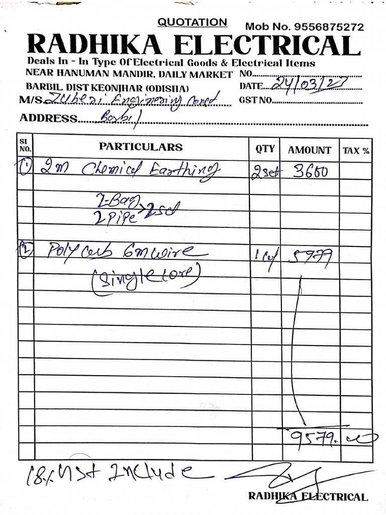 Quotation Radhika Electrical | PDF