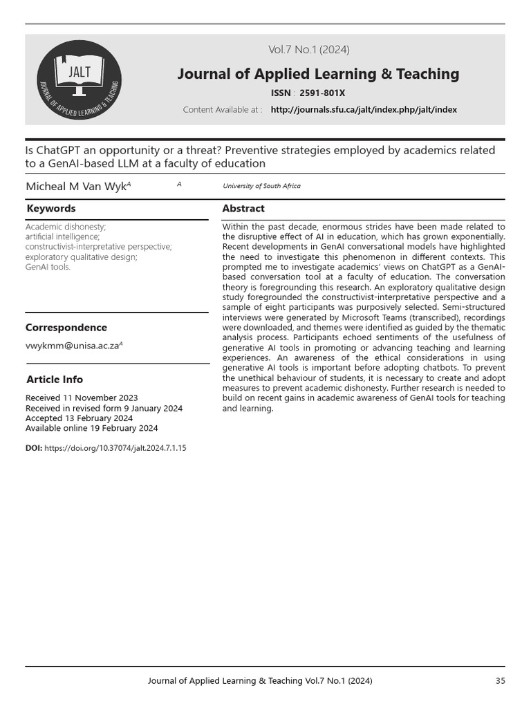 1291 Article Text 5519 3 10 20240528 | PDF | Academic Dishonesty | Artificial Intelligence