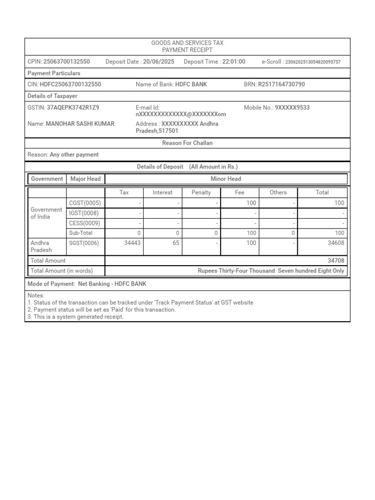 GST-Challan Receipt | PDF