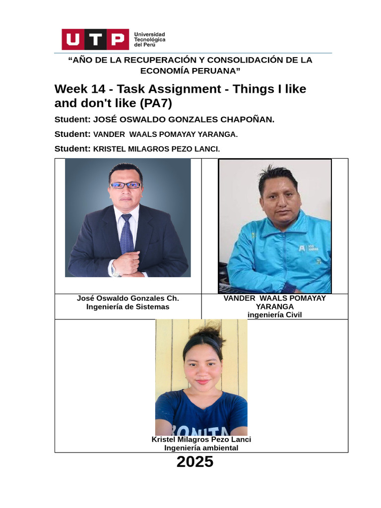 Week 14 - Task Assignment - Things I Like and Don't Like (PA7) | PDF