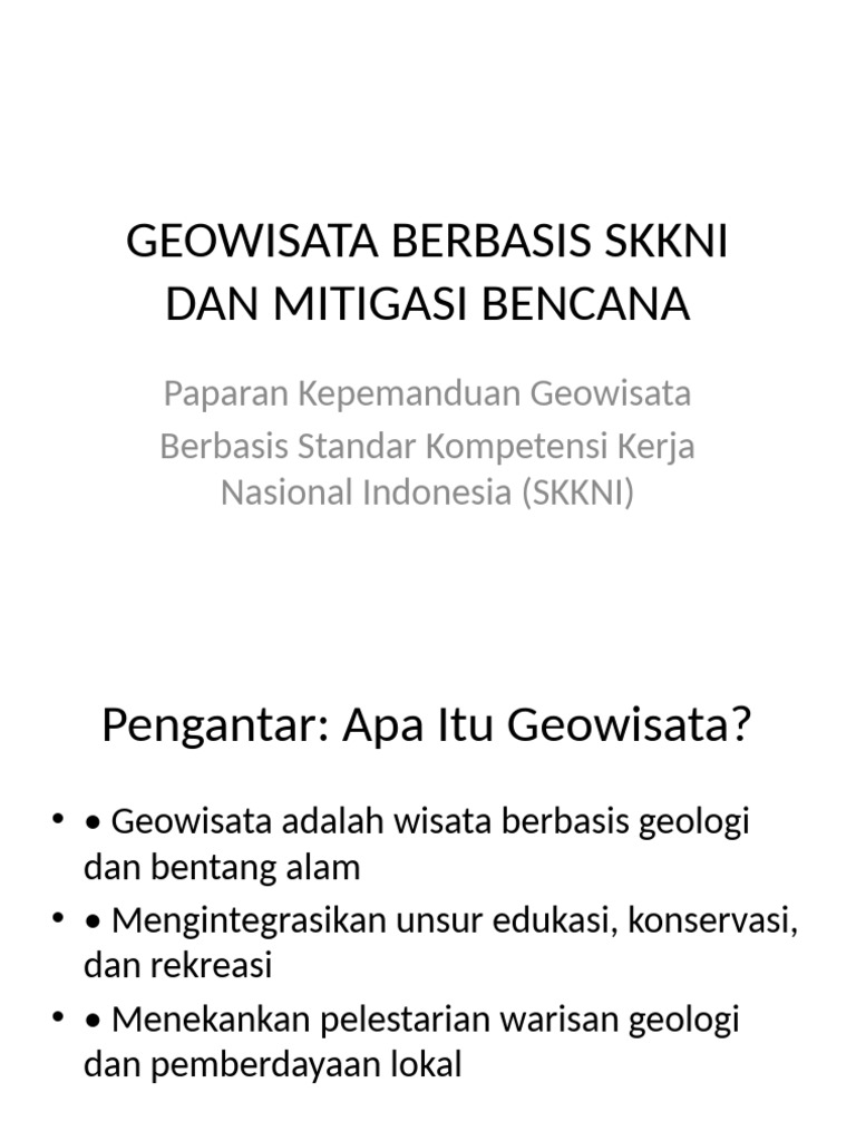 Paparan Geowisata SKKNI Mitigasi | PDF