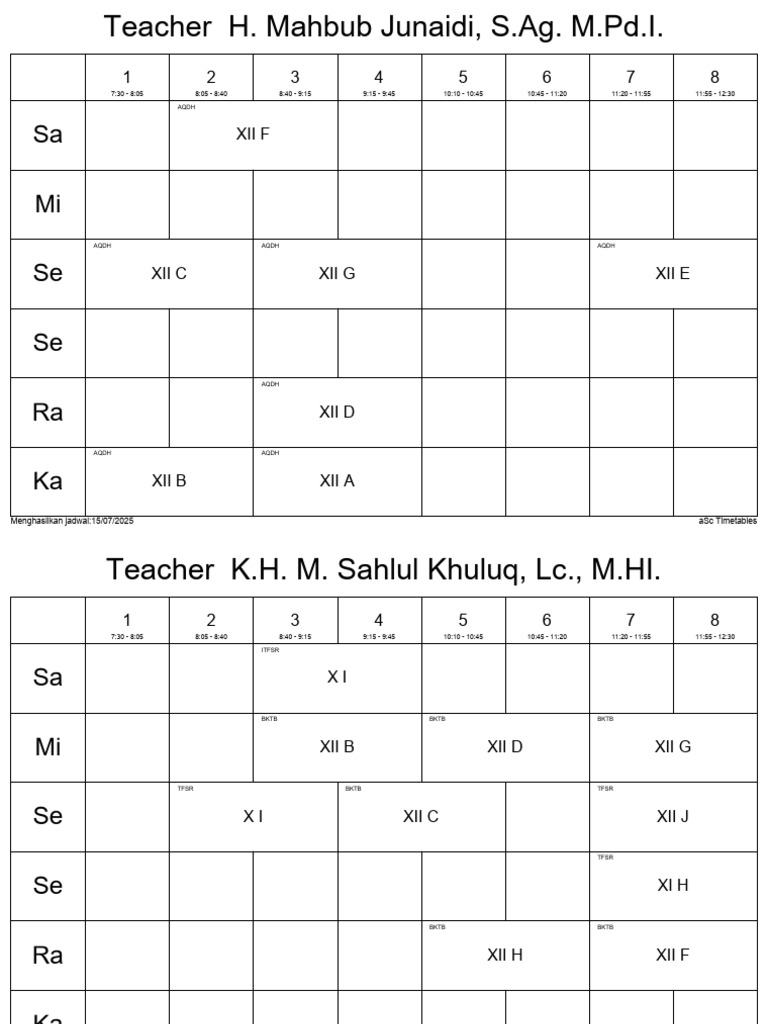 Jadwal Per Guru | PDF